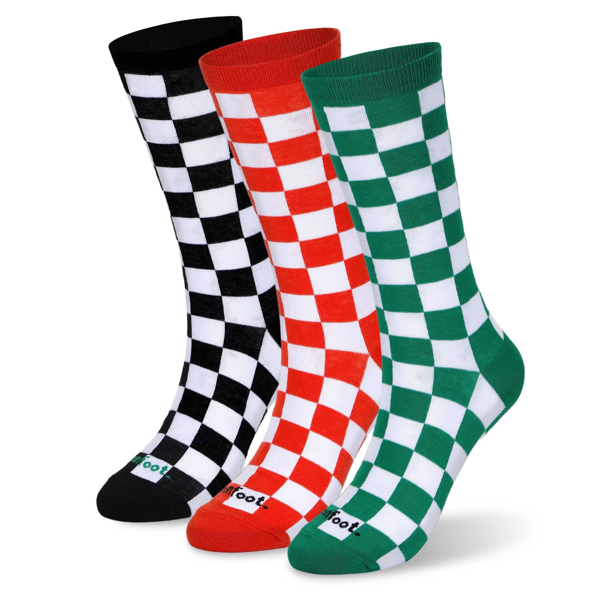Checker-border Multi Crew 3 Pairs Socks – Monfoot